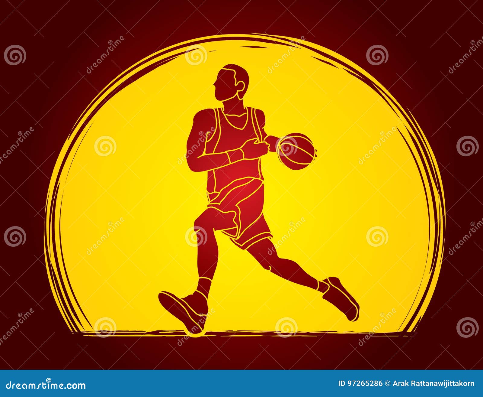 Basketball player running stock vector. Illustration of motion - 97265286