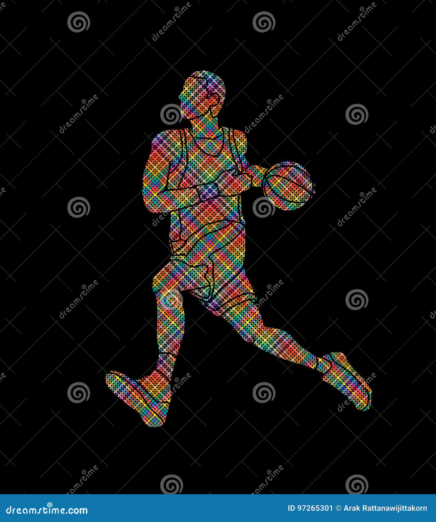 Basketball player running stock vector. Illustration of icon - 97265301