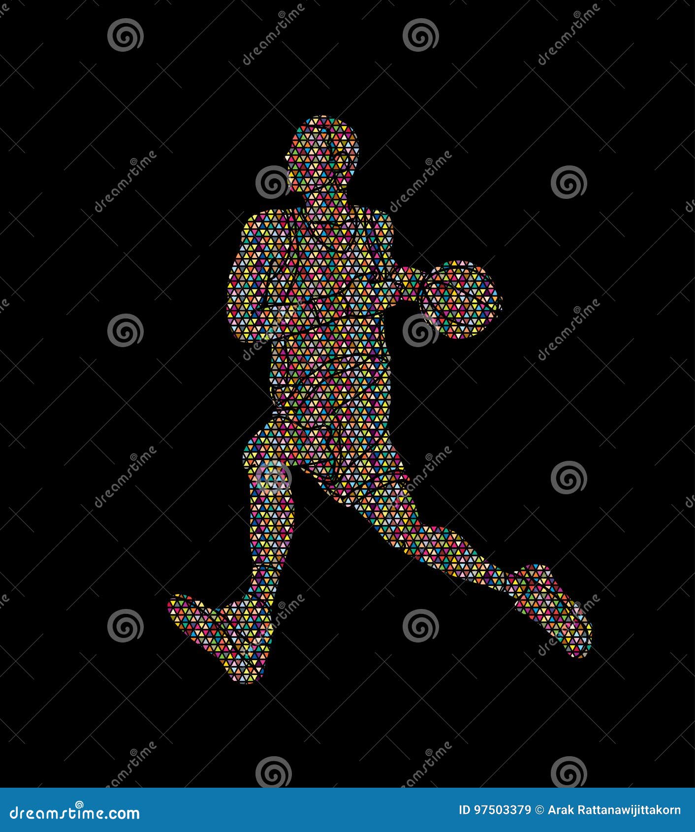 Basketball player running stock vector. Illustration of move - 97503379