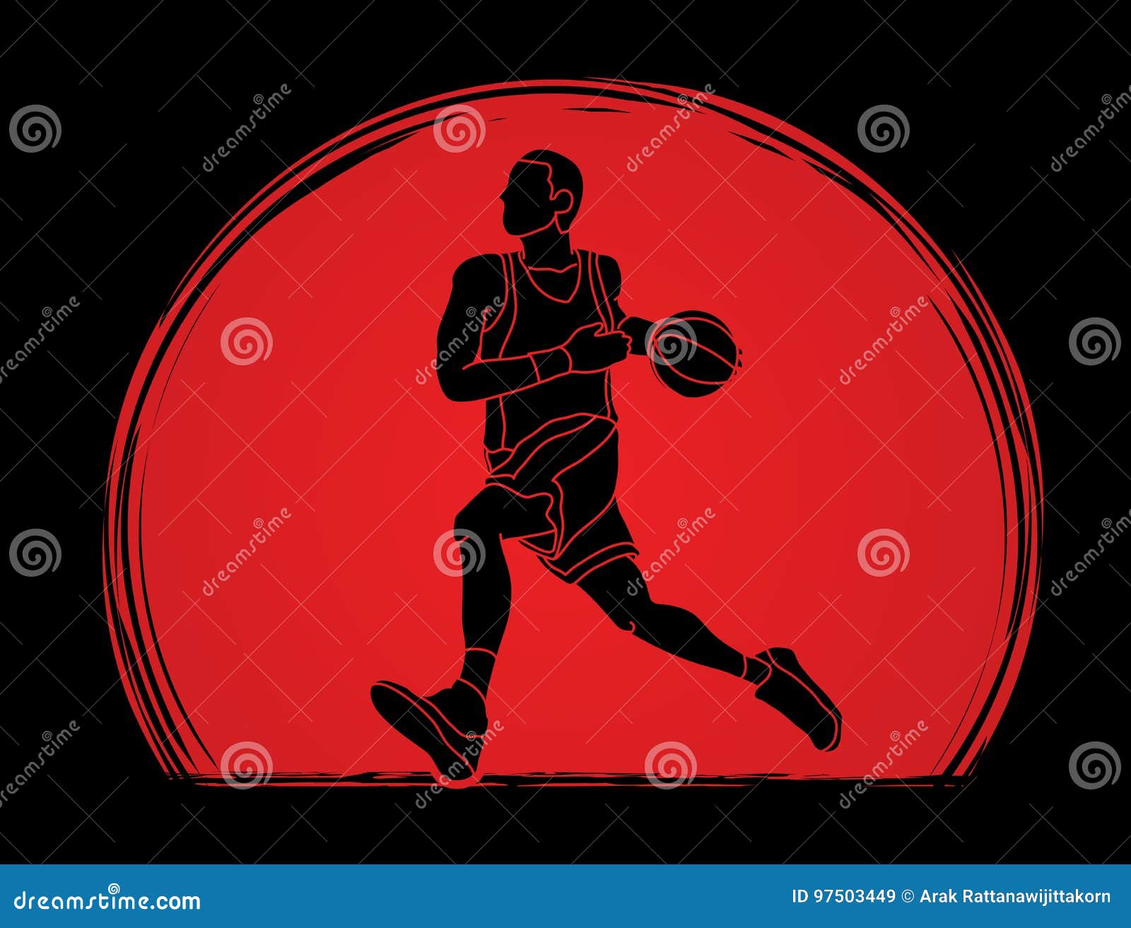 Basketball player running stock vector. Illustration of background ...