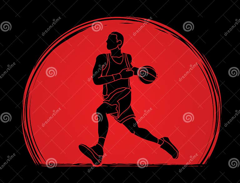Basketball player running stock vector. Illustration of background ...