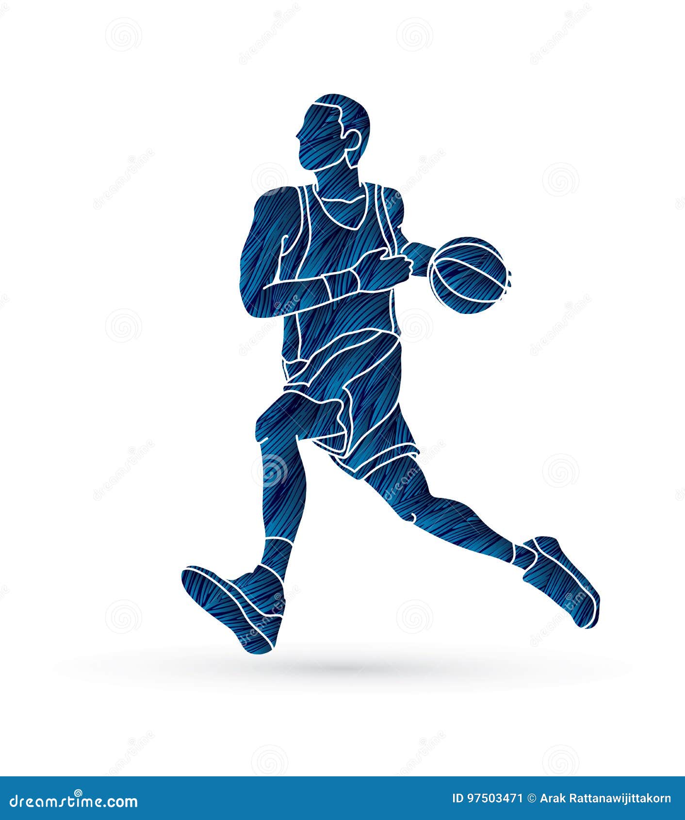 Basketball player running stock vector. Illustration of move - 97503471
