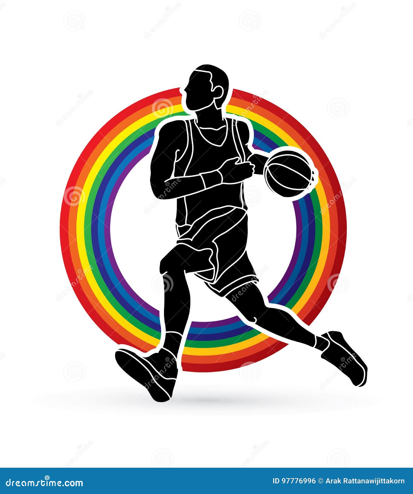 Basketball player running stock vector. Illustration of burnout - 97776996