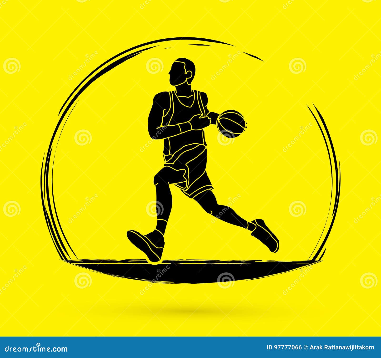 Basketball player running stock vector. Illustration of cartoon - 97777066