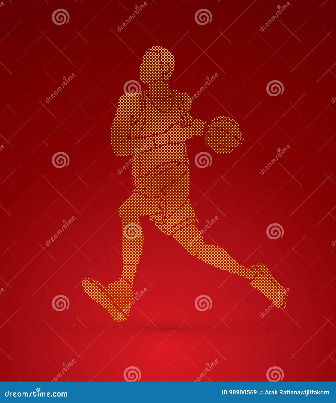 Basketball player running stock vector. Illustration of brush - 98900569