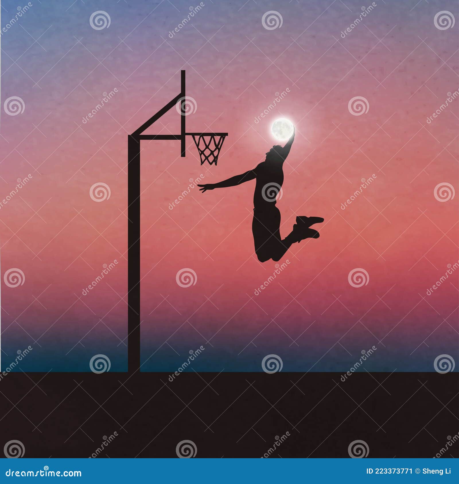 Basketball Sunset Silhouette Stock Illustrations – 45 Basketball Sunset ...