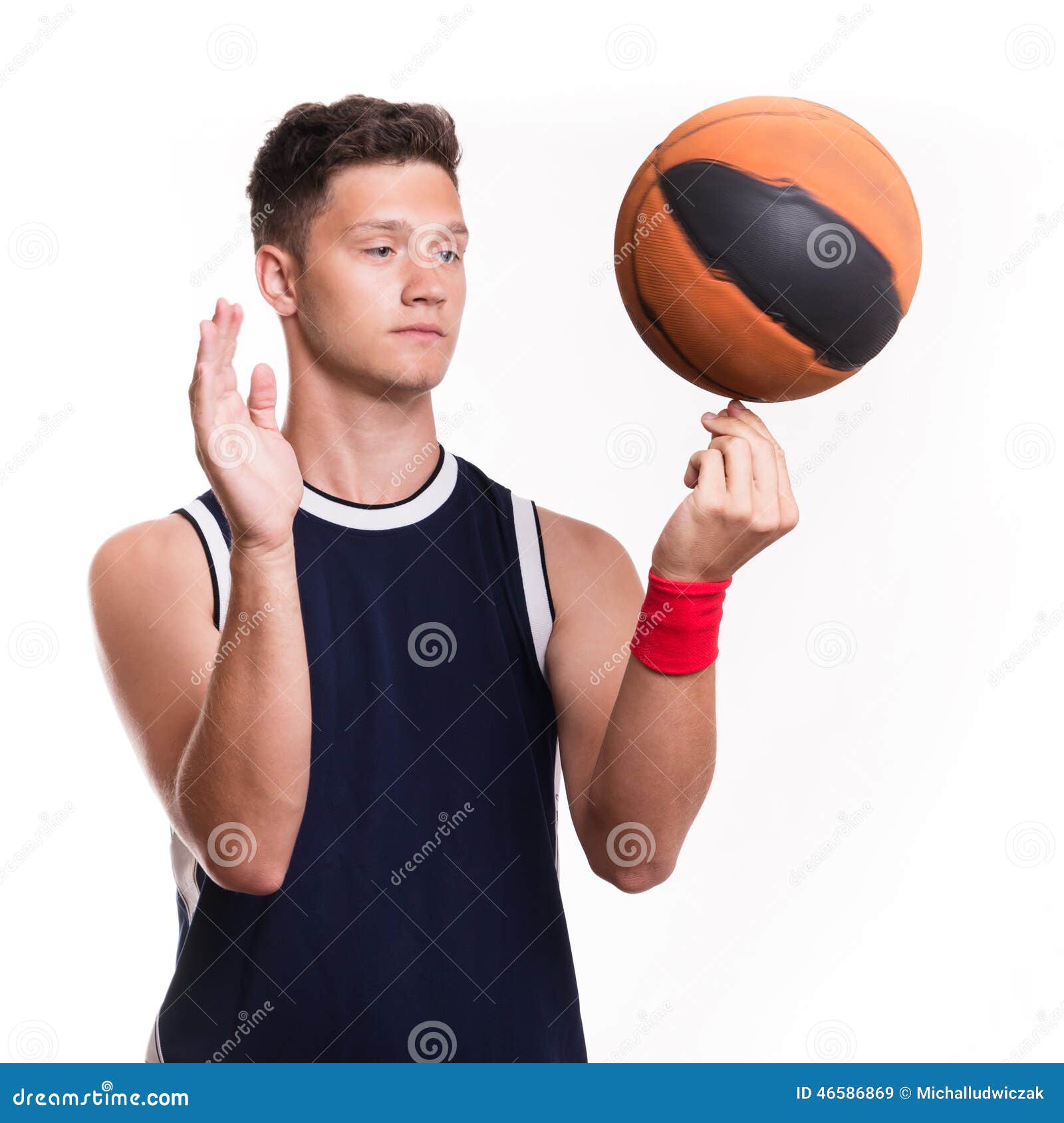 Basketball Player Spins the Ball on His Finger Stock Image - Image of ...