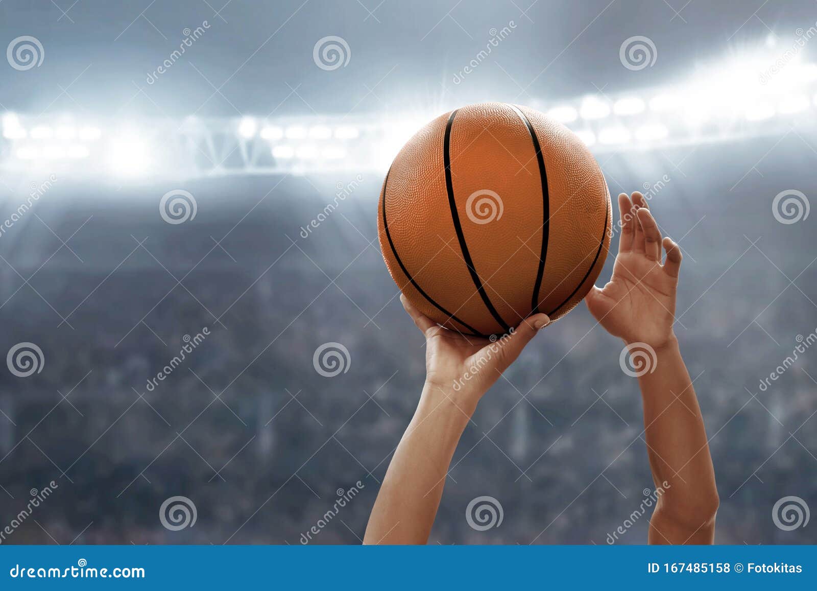 Basketball Player Throwing a Ball Stock Photo - Image of light, play ...