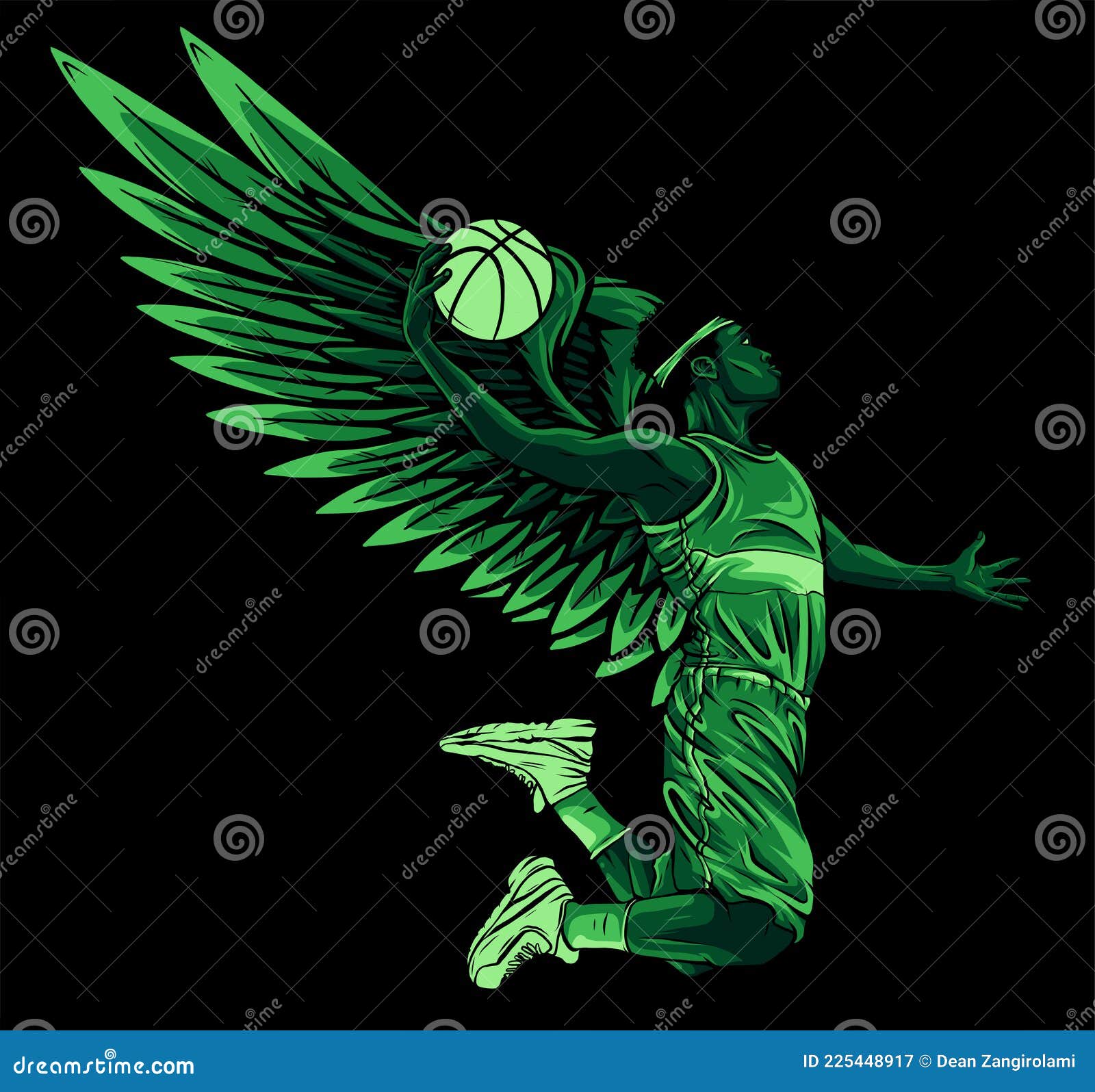 Basketball Player with Wing and Ball Vector Stock Vector - Illustration ...