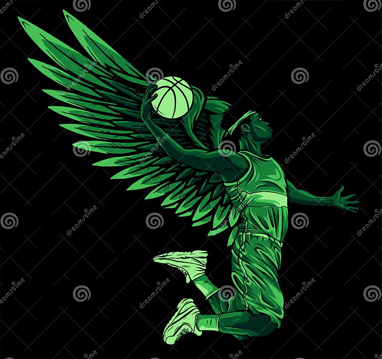 Basketball Player with Wing and Ball Vector Stock Vector - Illustration ...