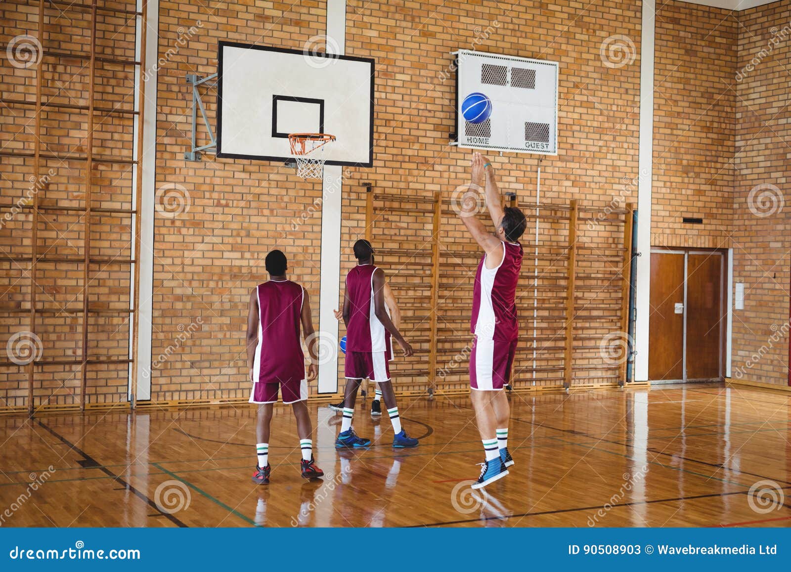Basketball Players Playing in the Court Stock Image - Image of skill ...