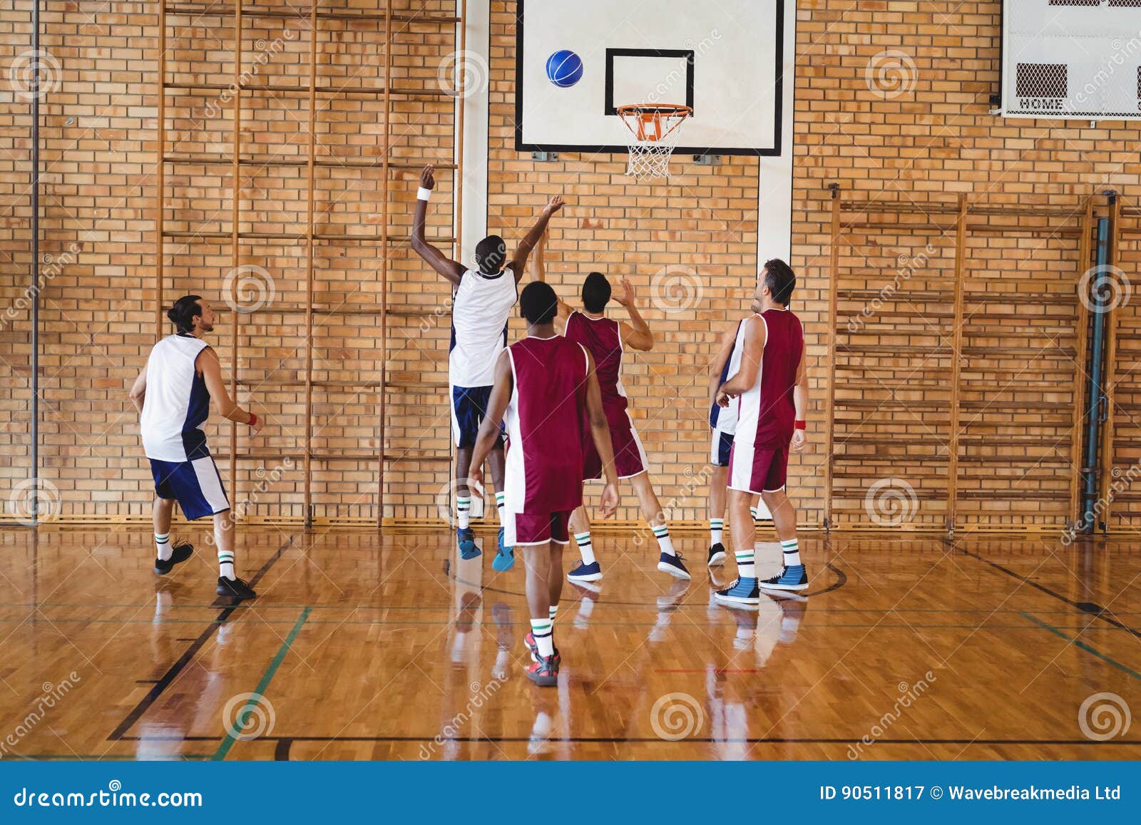 Basketball Players Playing in the Court Stock Image - Image of activity ...