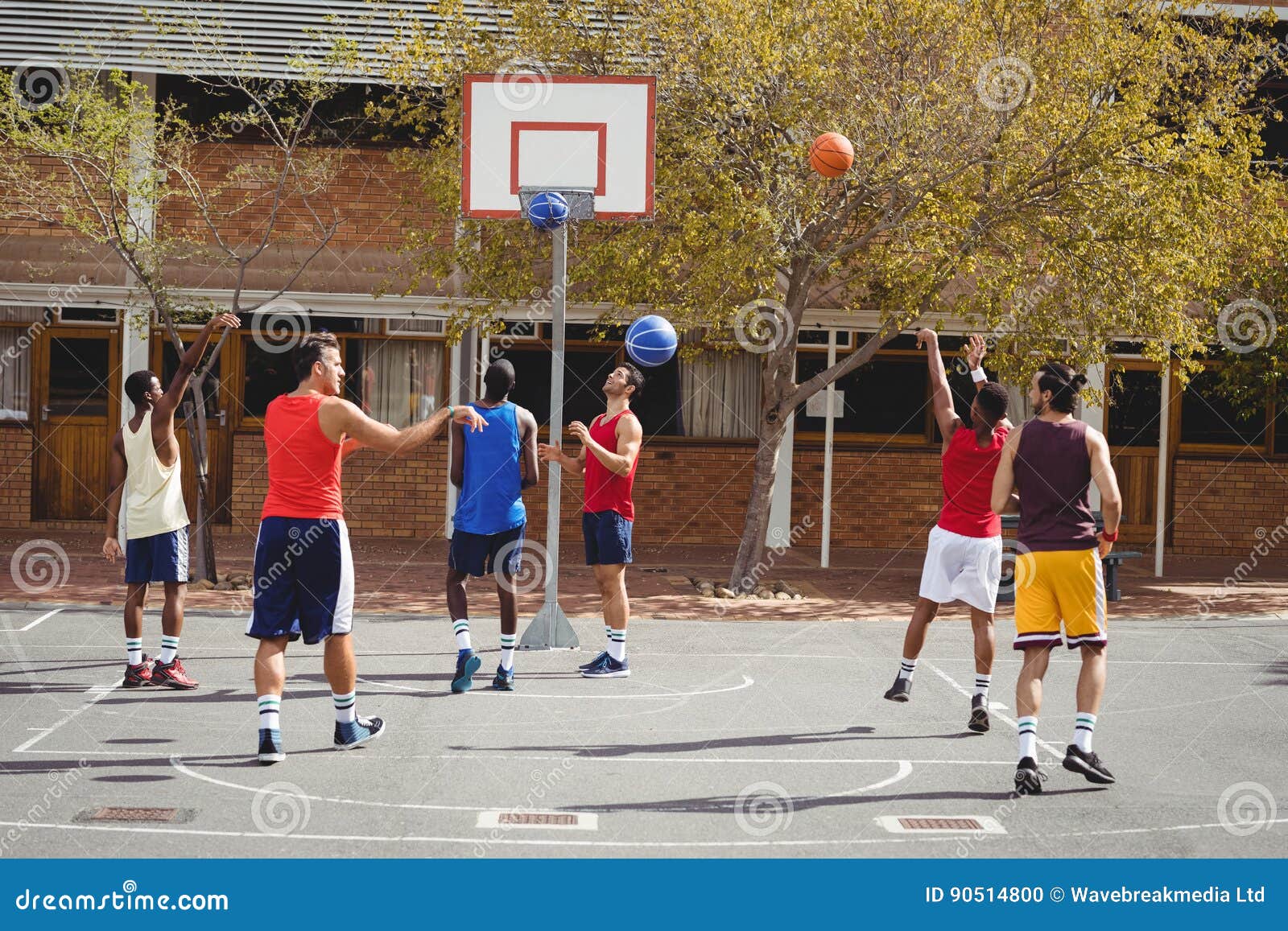Basketball Players Practicing in Basketball Court Stock Photo - Image ...