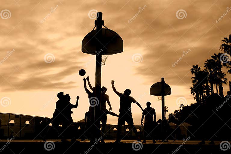 Basketball Players at Sunset Stock Photo - Image of park, focus: 8683858