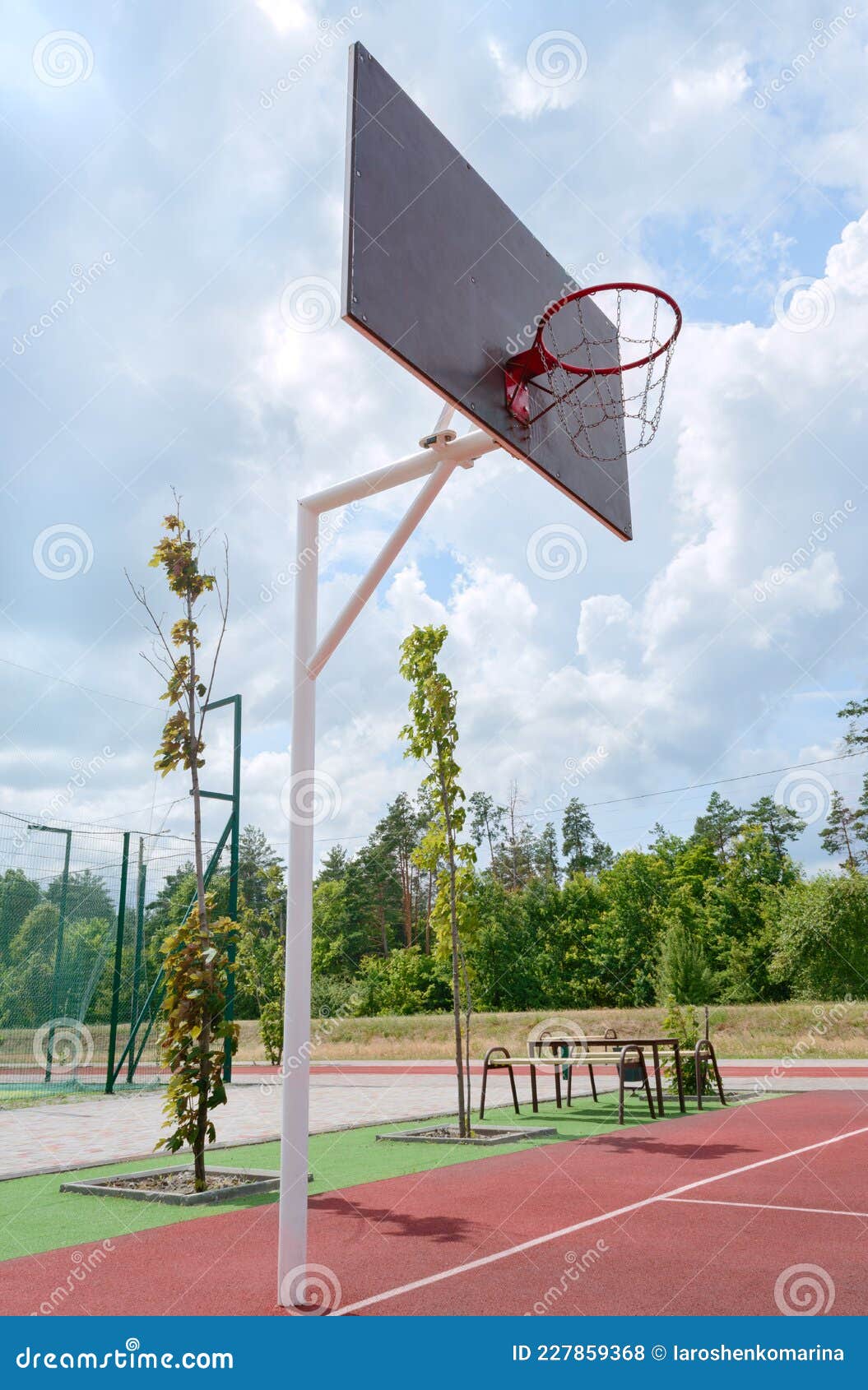 Basketball Pole with a Basket in an Stadium Outdoor. Stock Photo ...