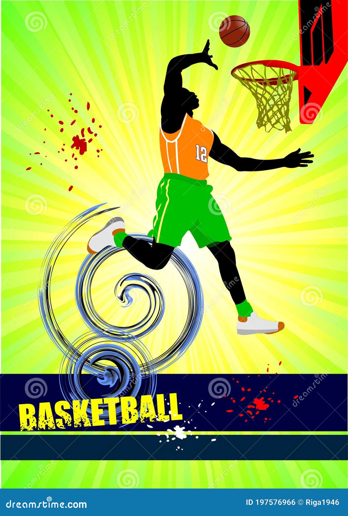 Basketball Poster. Vector Illustration Stock Vector - Illustration of ...