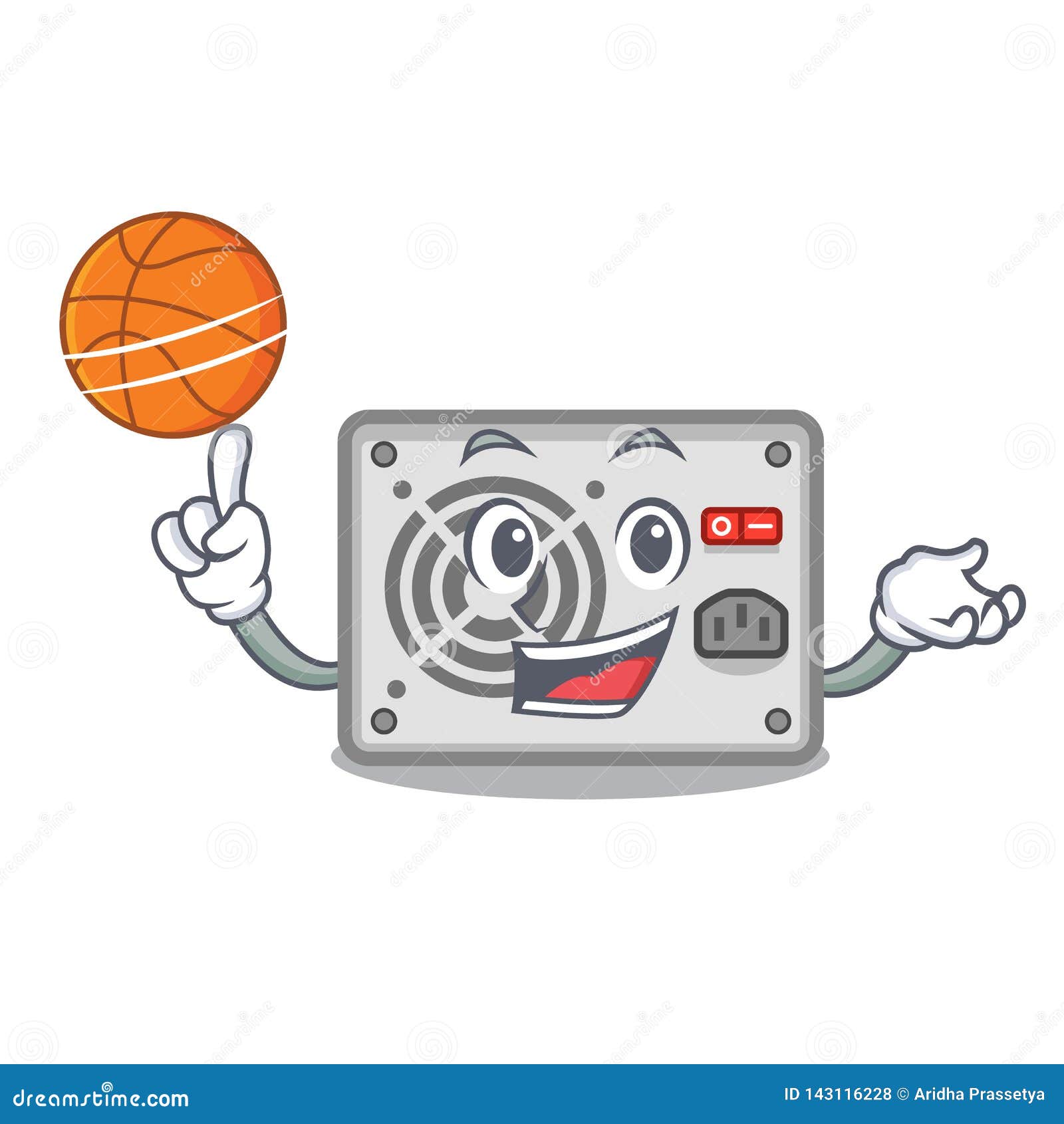 With Basketball Power Supply Isolated in the Cartoon Stock Vector ...