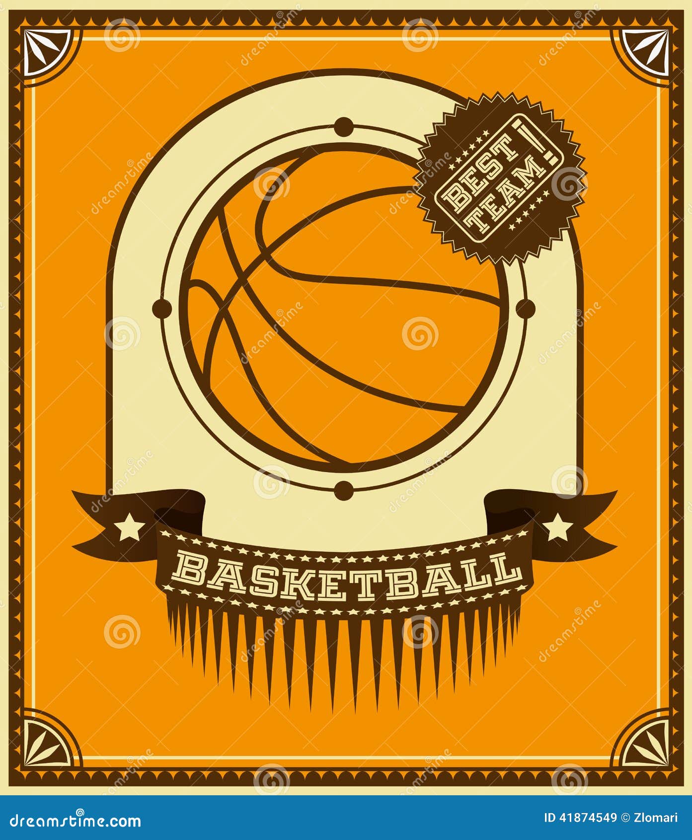 Basketball retro poster. stock vector. Illustration of object - 41874549