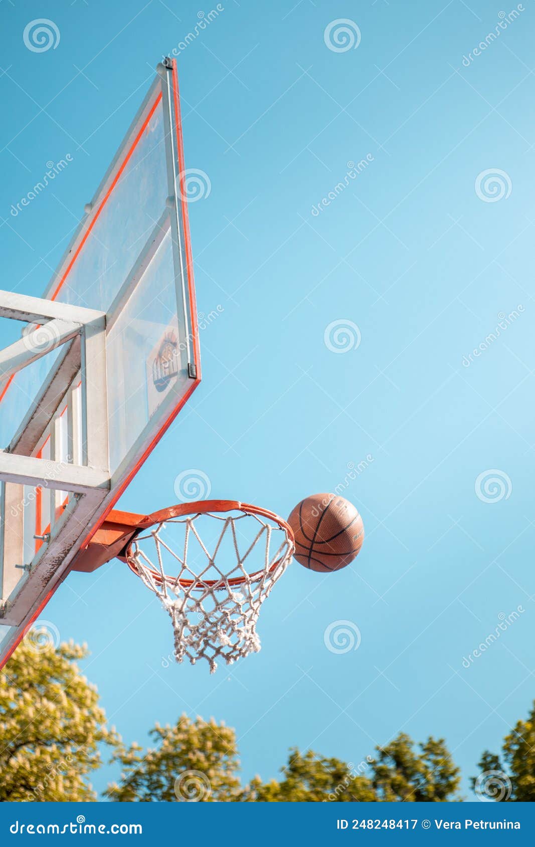 Basketball rim ball in net stock image. Image of court - 248248417