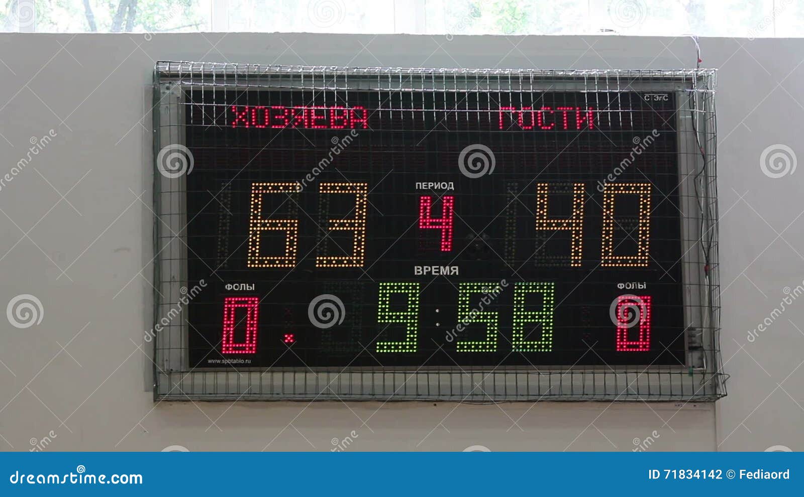 Basketball. on the Scoreboard Changes Digits. Fourth Period Starts ...