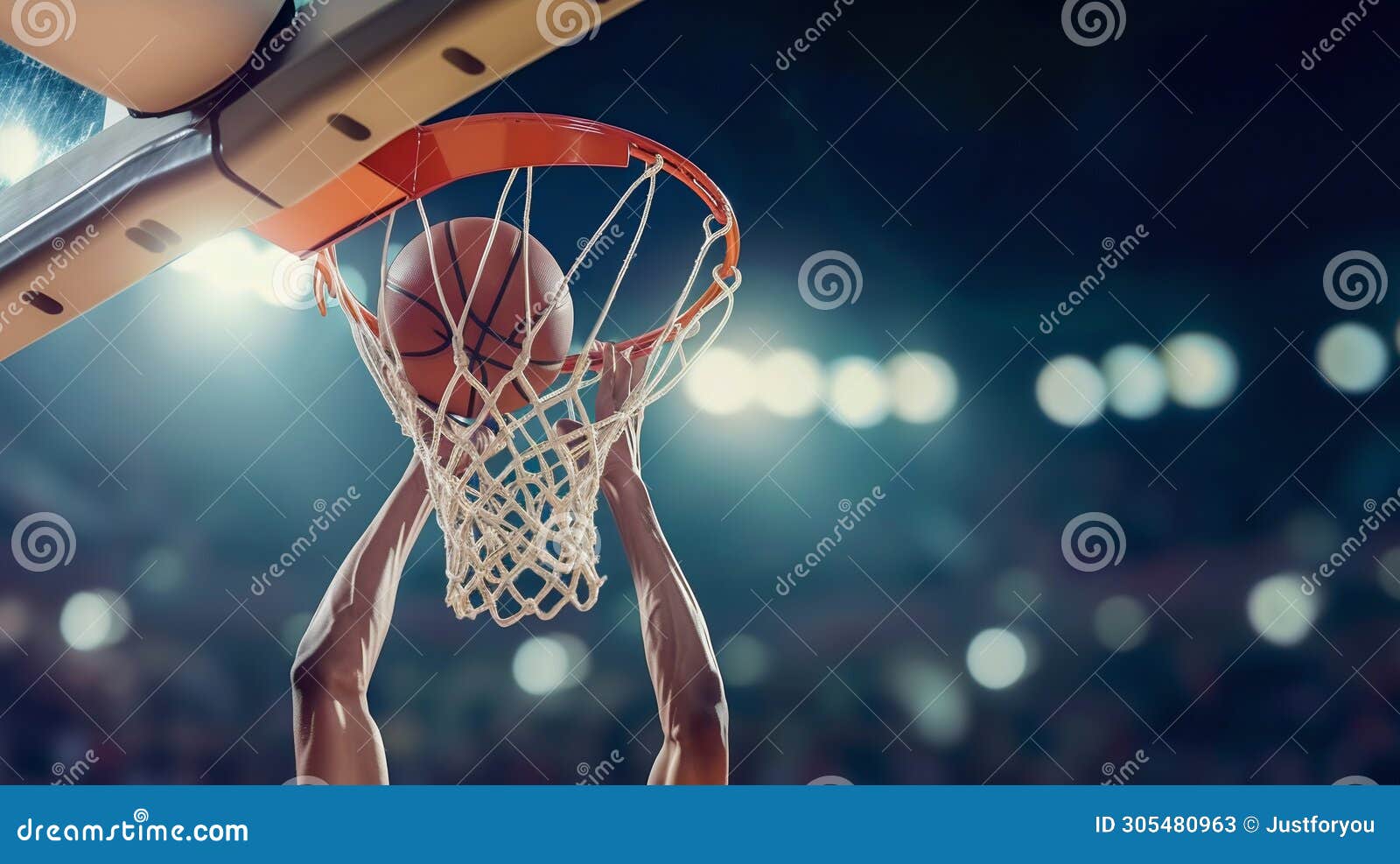 Basketball Scoring Action in Stadium Lights. Generative Ai Stock ...