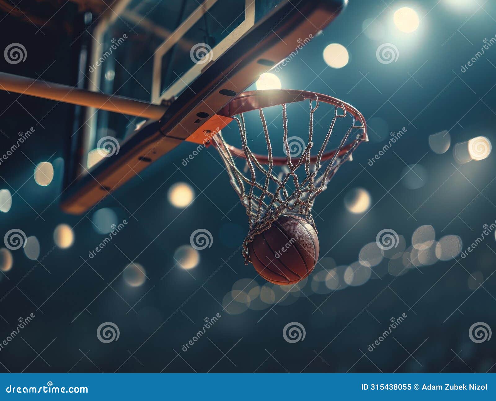 Basketball Scoring a Point at Night Game Stock Illustration ...