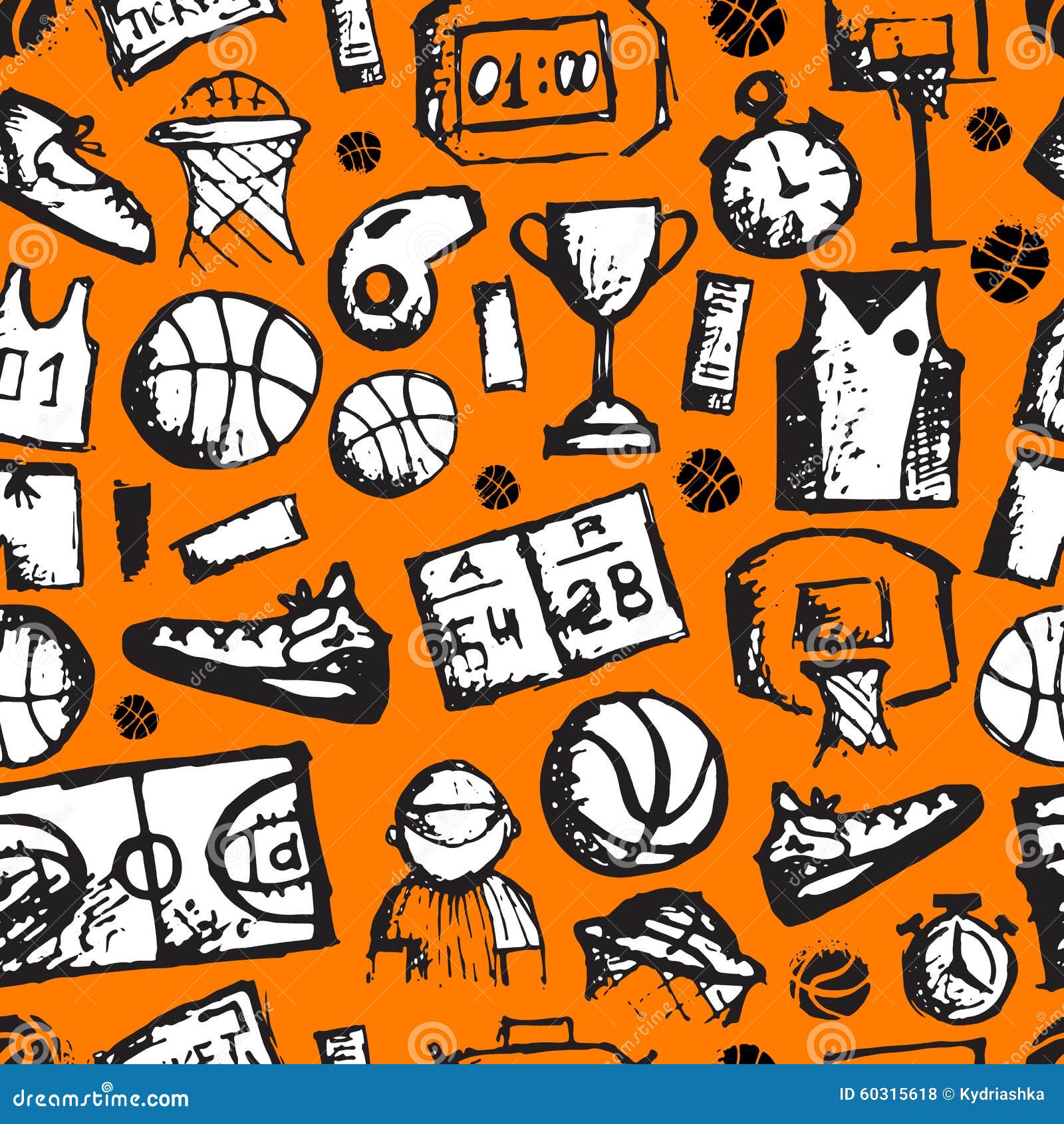 Basketball Seamless Pattern, Sketch for Your Stock Vector ...