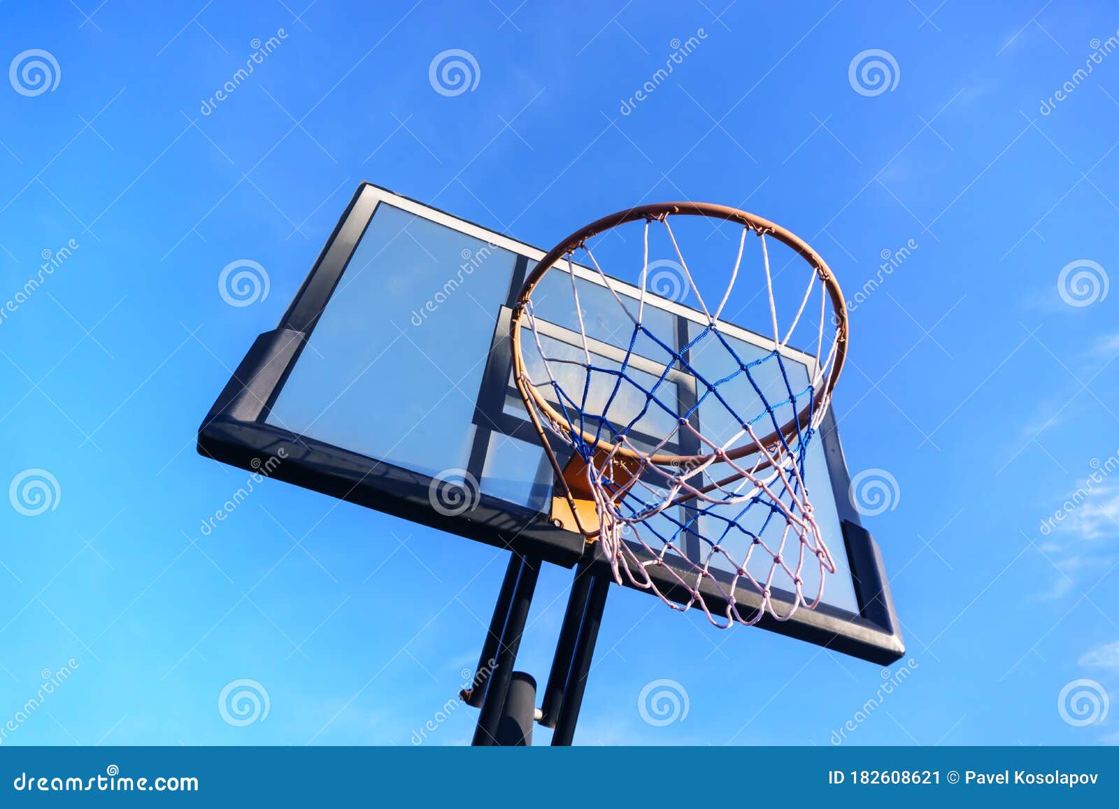 Basketball Shield with a Basket on the Sky Background Stock Image ...