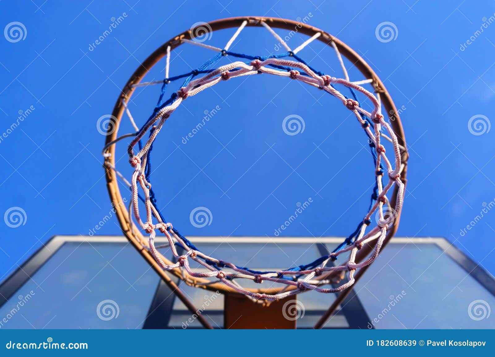 Basketball Shield with a Basket on the Sky Background Stock Image ...