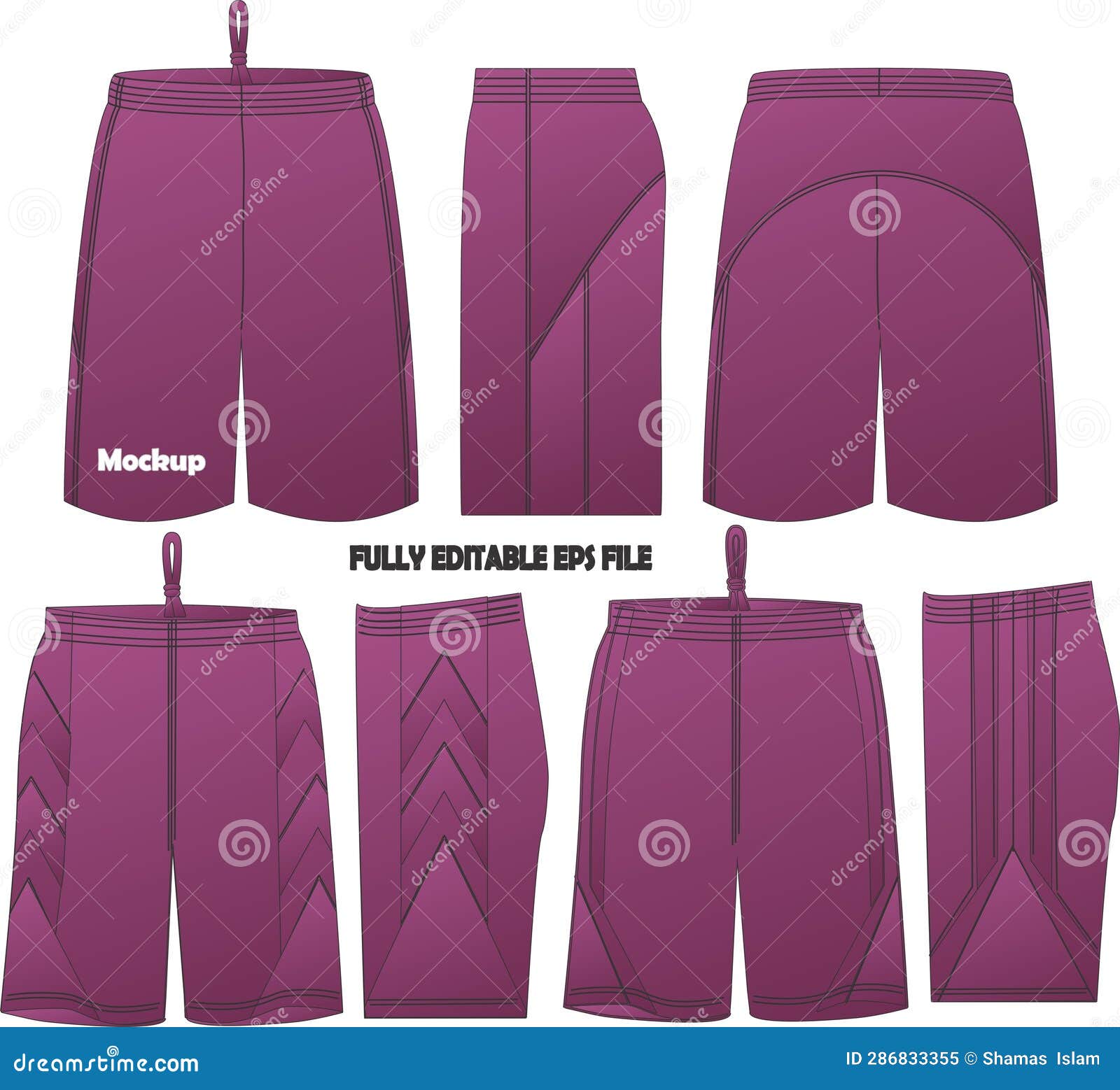 Basketball Shorts Mock Ups Templates Stock Illustration - Illustration ...