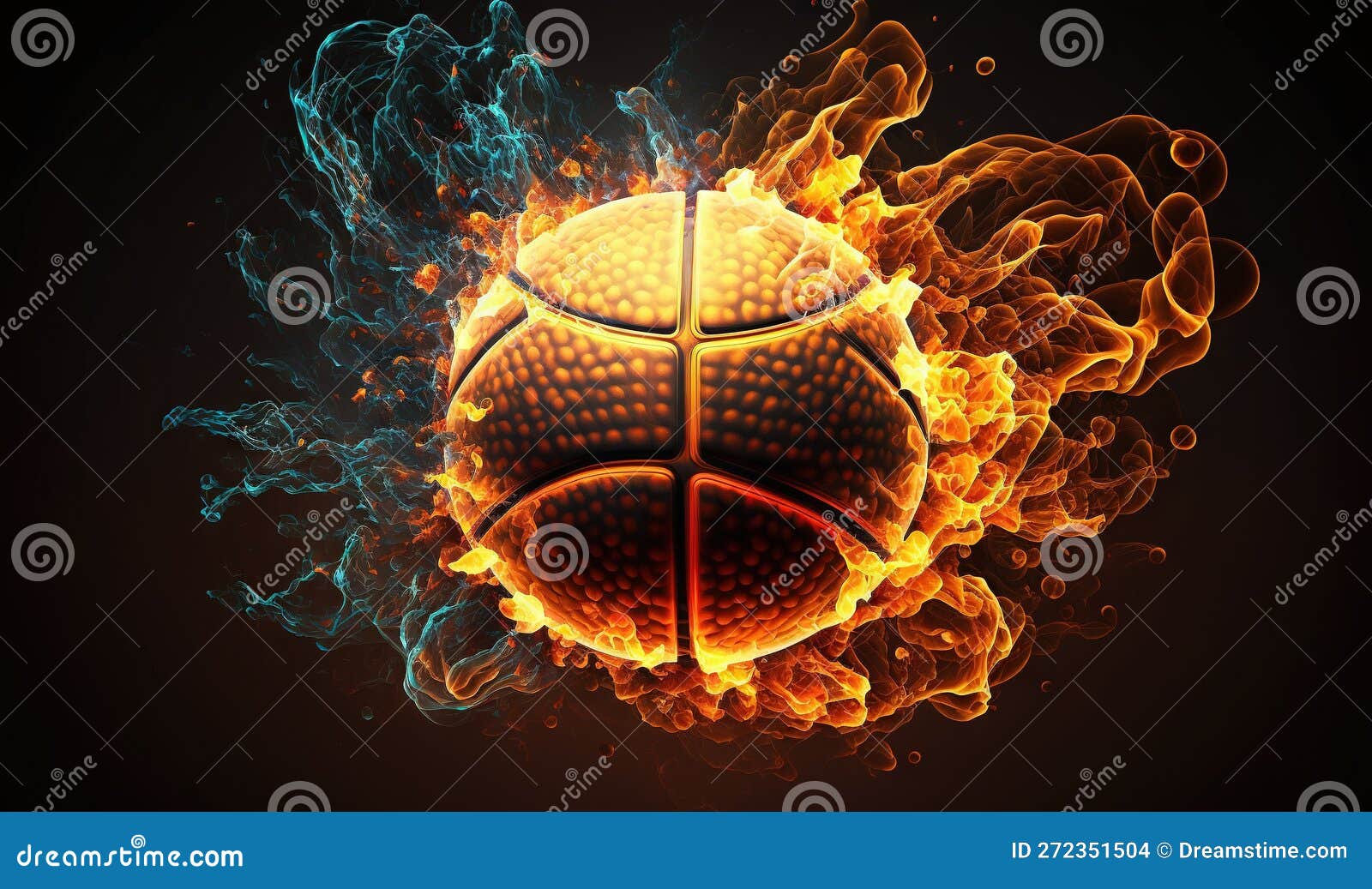 A Basketball is Shown in the Middle of a Fireball Stock Illustration ...