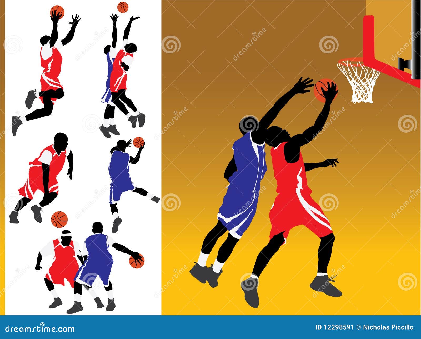 Basketball Silhouette Vectors Stock Vector - Illustration of people ...