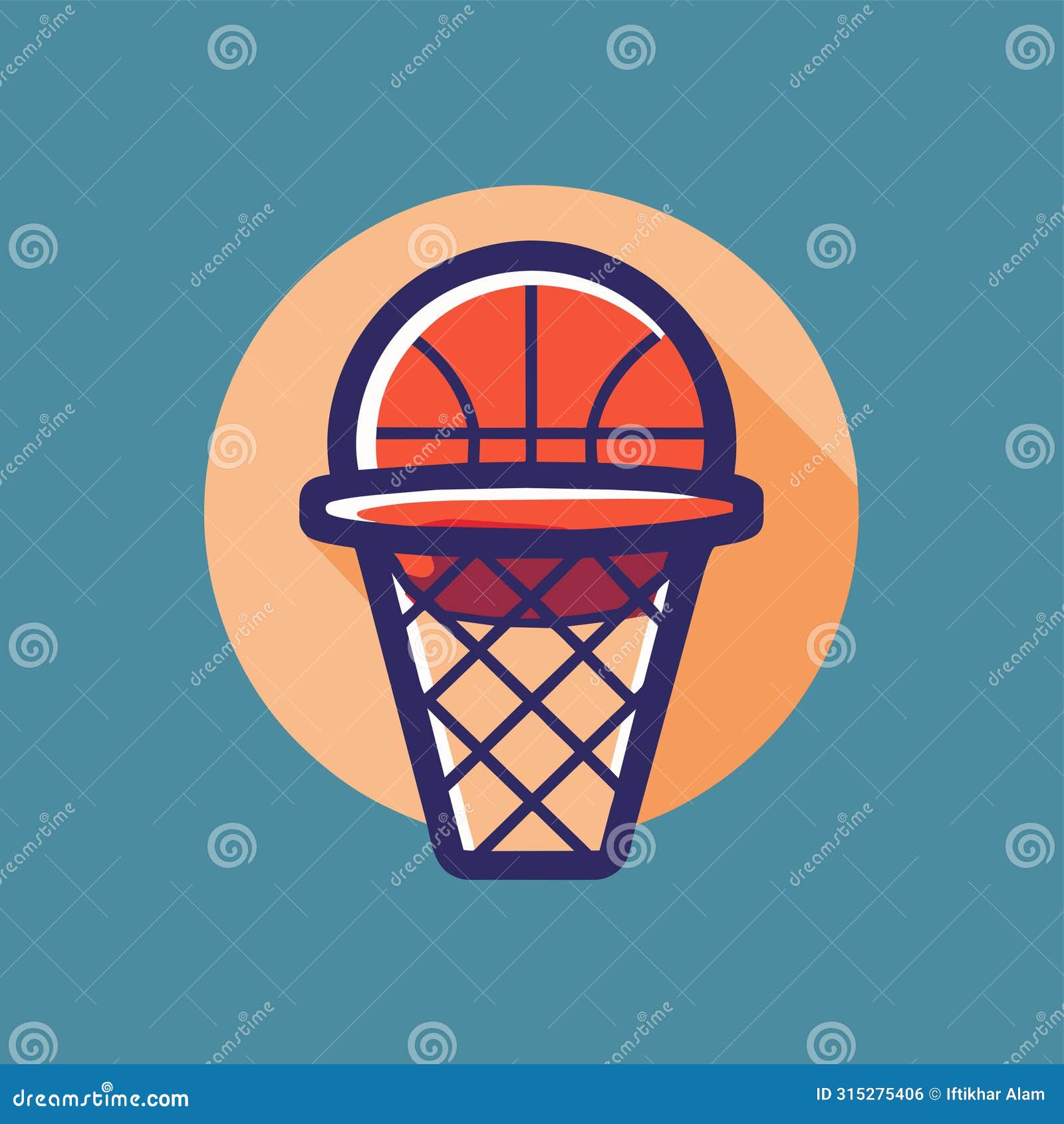 A Basketball Sits Inside a Basketball Hoop, Ready for a Game, a Clean ...
