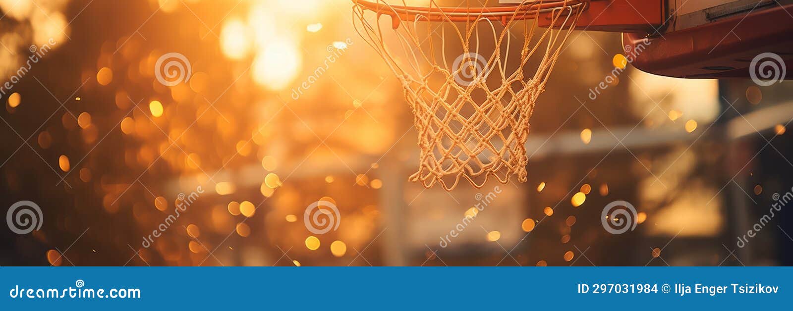 Basketball Soaring through a Basketball Hoop in a Dramatic Display of ...