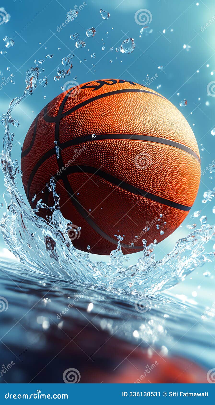 Basketball Splashing into the Water, Creating a Large Wave Stock Image ...
