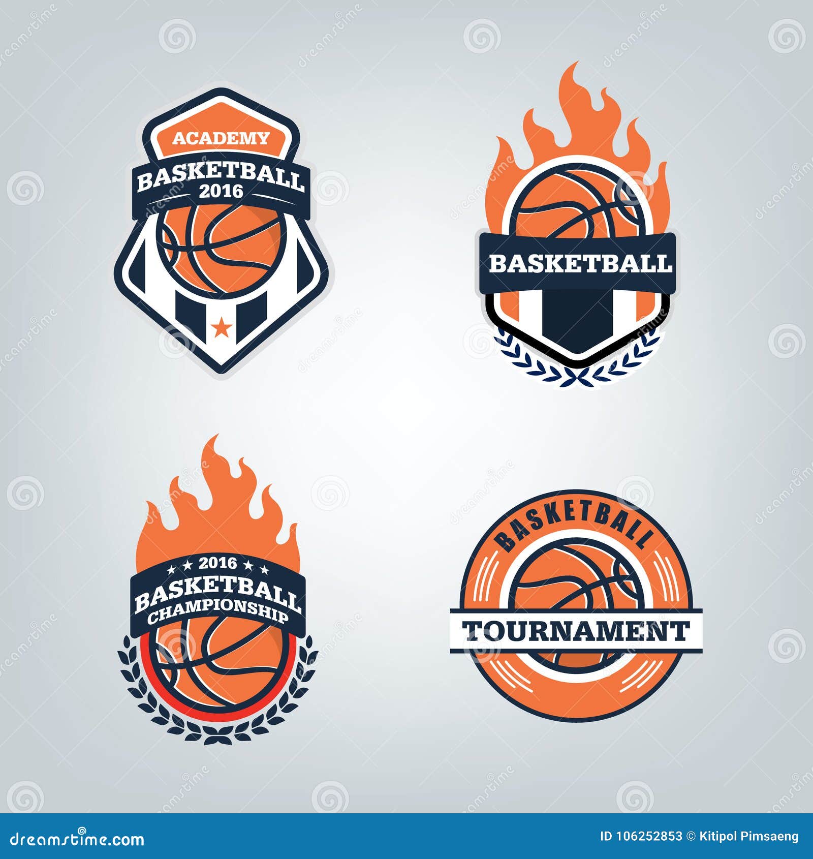 Basketball Sport Logo Design Set, Vector Illustration Stock Vector ...