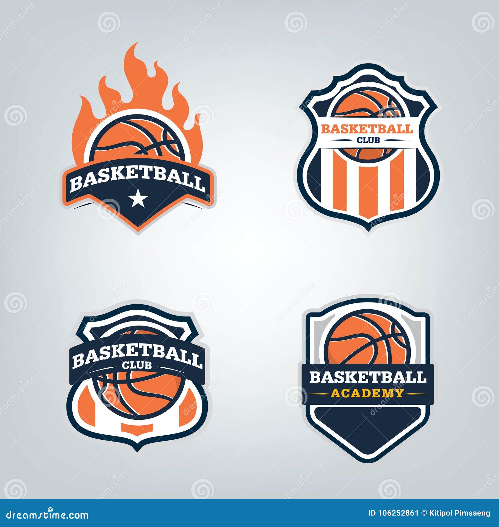 Basketball Sport Logo Design Set, Vector Illustration Stock Vector ...
