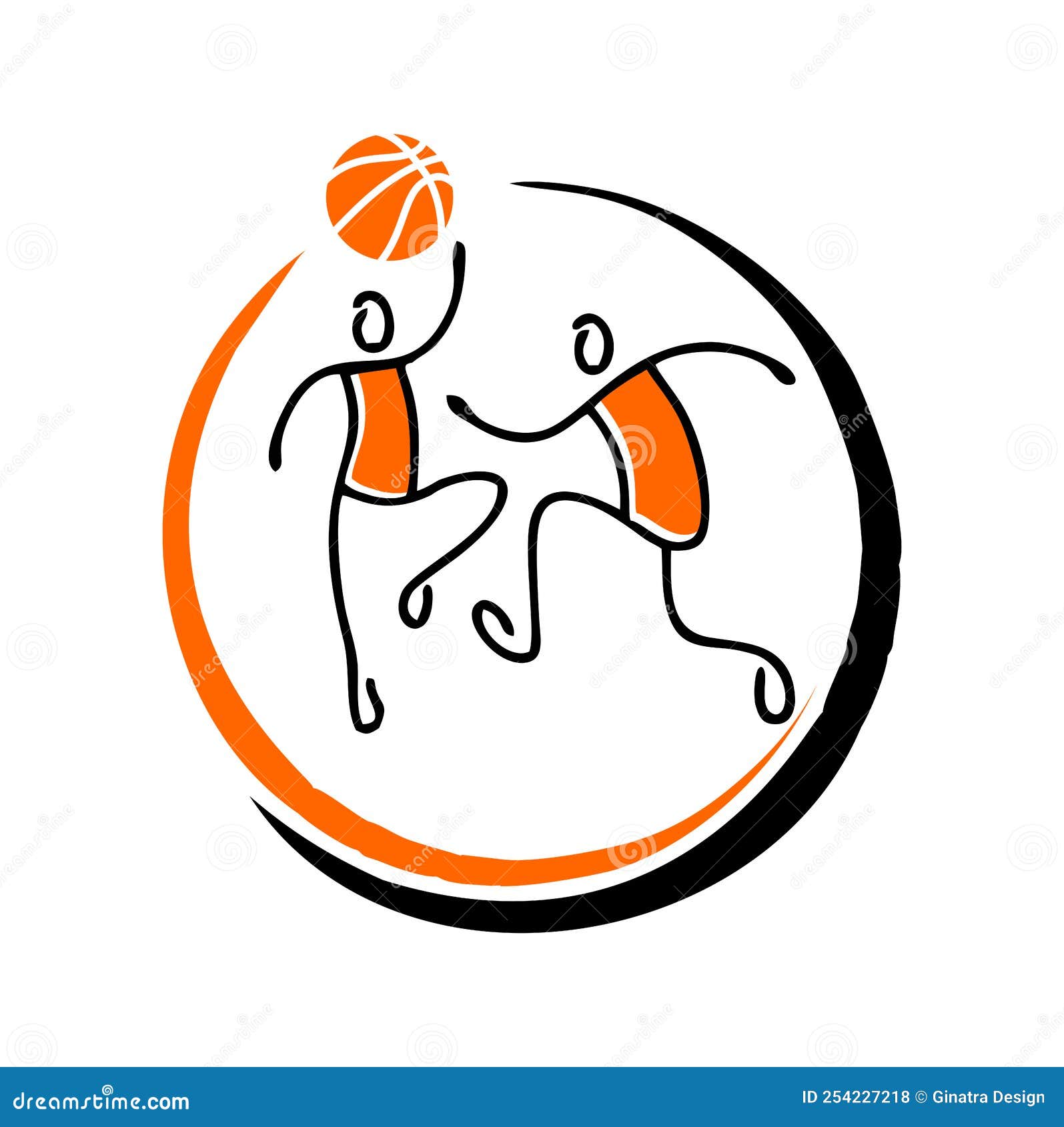 Basketball Stickman Figure Logo Sign Stock Vector - Illustration of ...