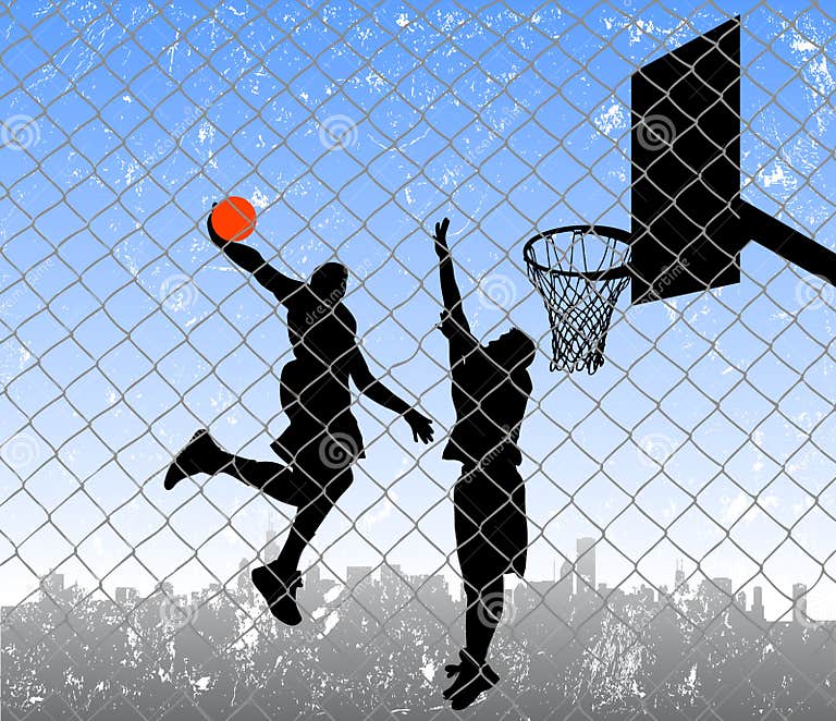 Basketball in the street stock vector. Illustration of people - 8832329