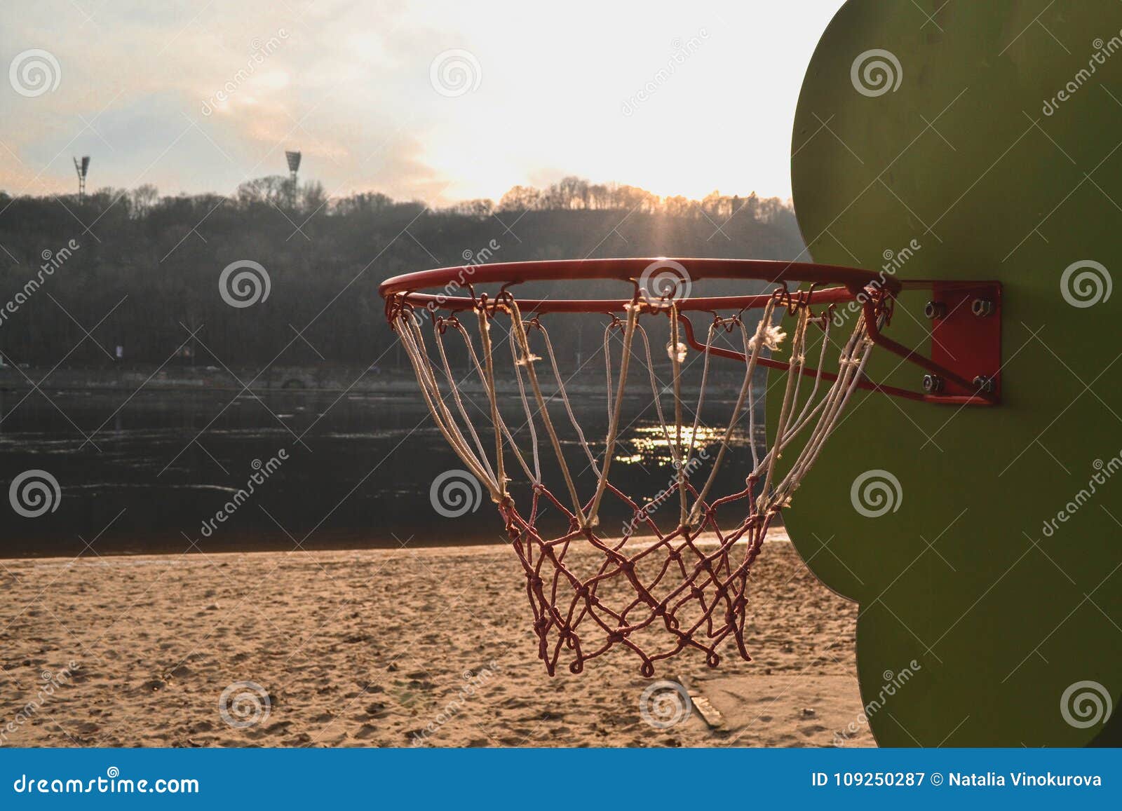 Basketball on the Sunset Beach. Stock Image - Image of ball, dish ...