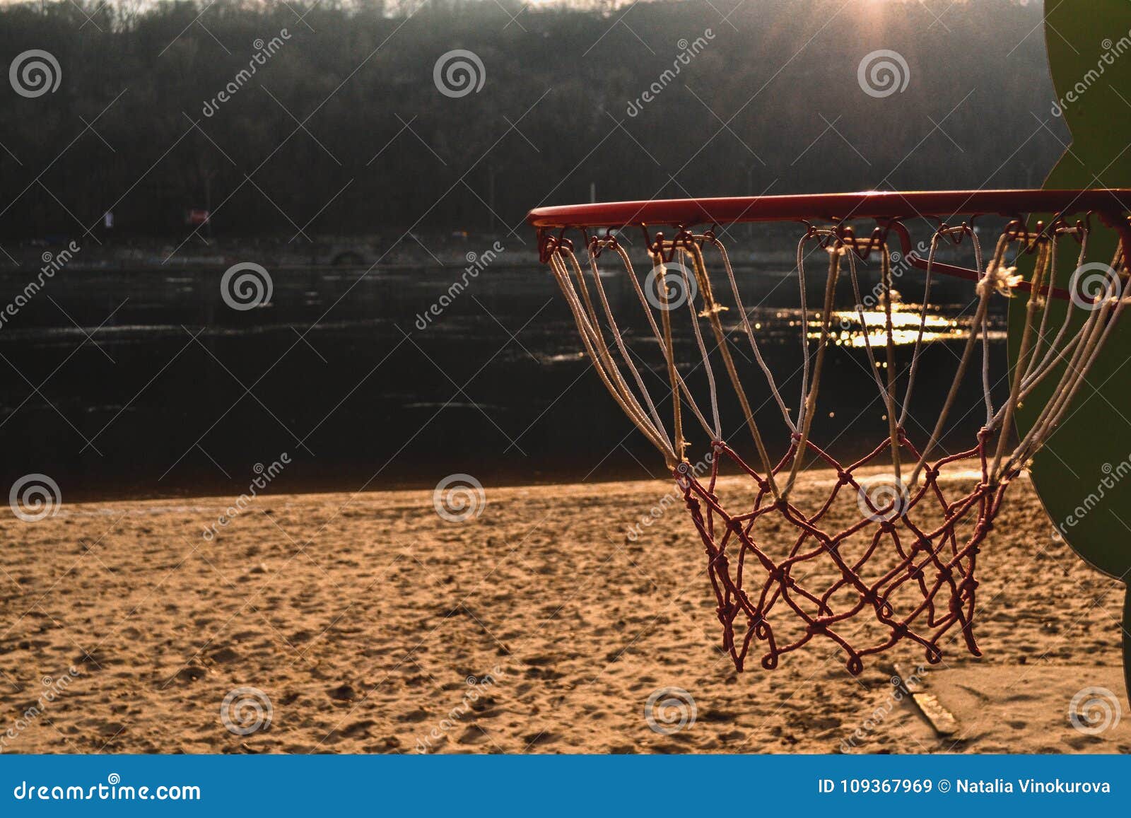 Basketball on the Sunset Beach. Stock Image - Image of isolated, basket ...