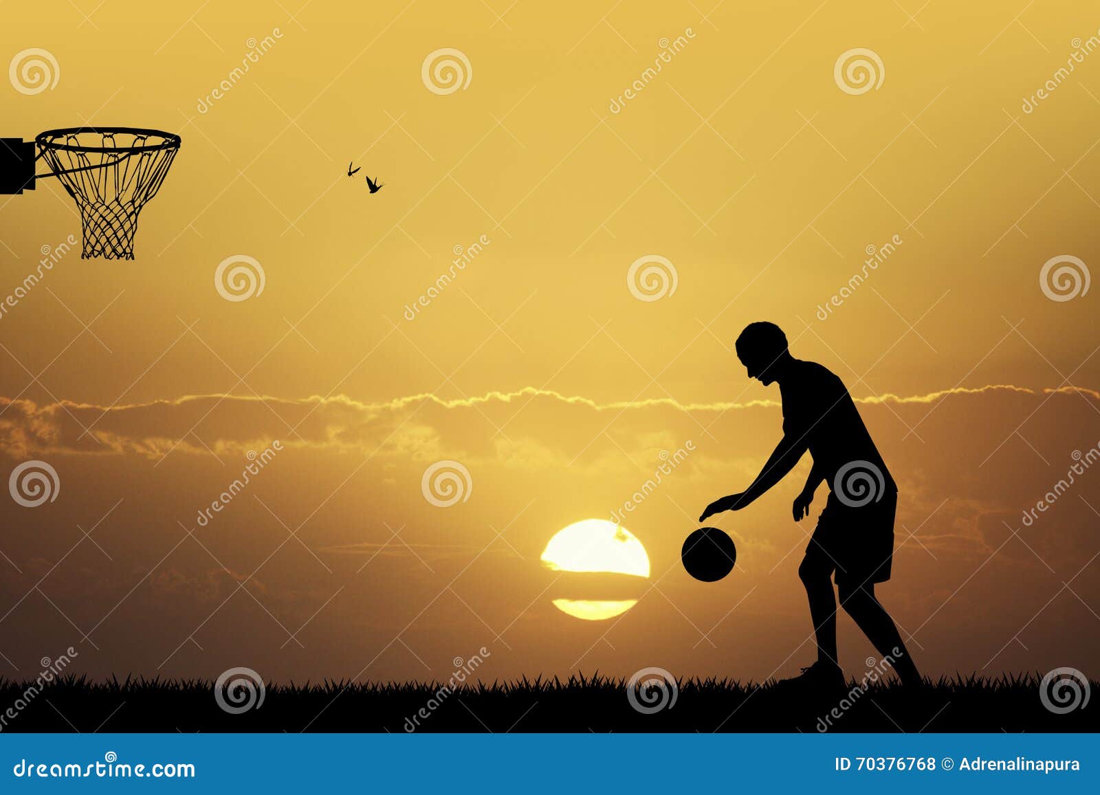 Basketball at sunset stock illustration. Illustration of recreation ...