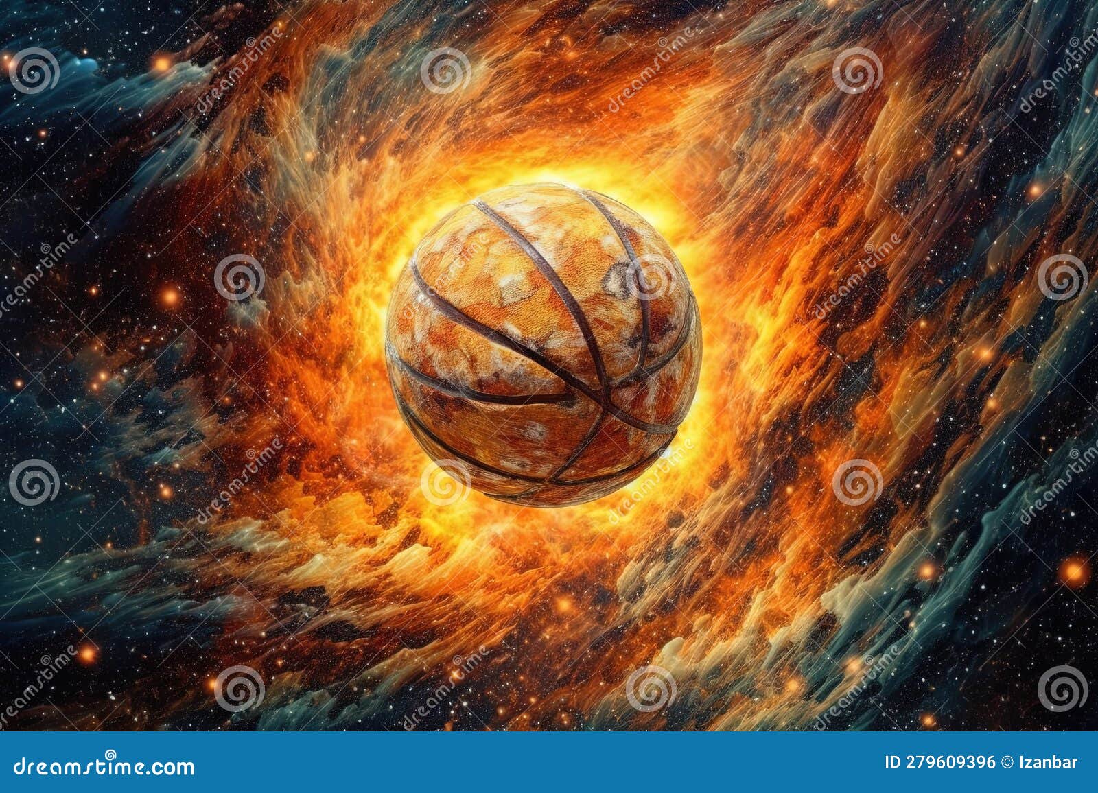 Basketball with Swirling Galaxies Embedded within Its Surface ...