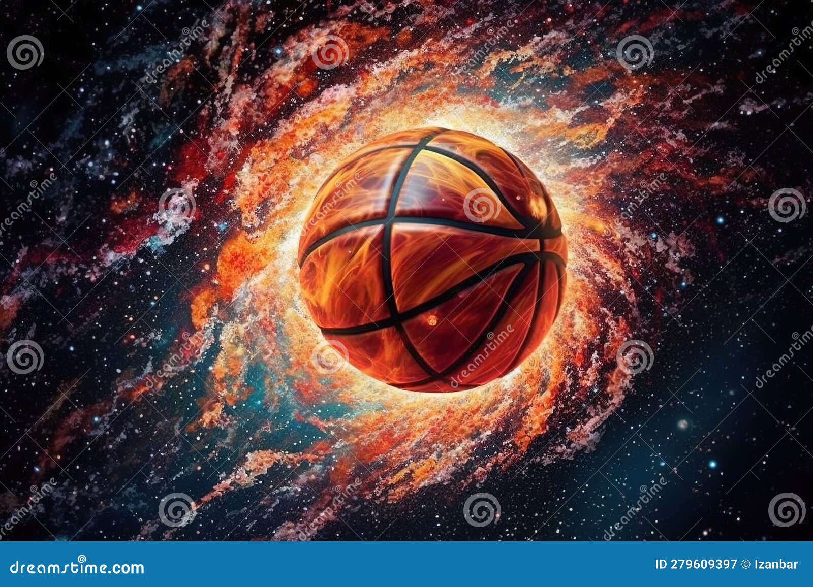 Basketball with Swirling Galaxies Embedded within Its Surface ...