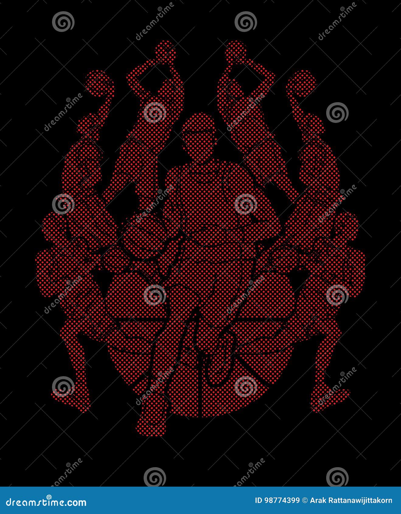 Basketball Team Player Dunking Dripping Ball Action Stock Vector ...