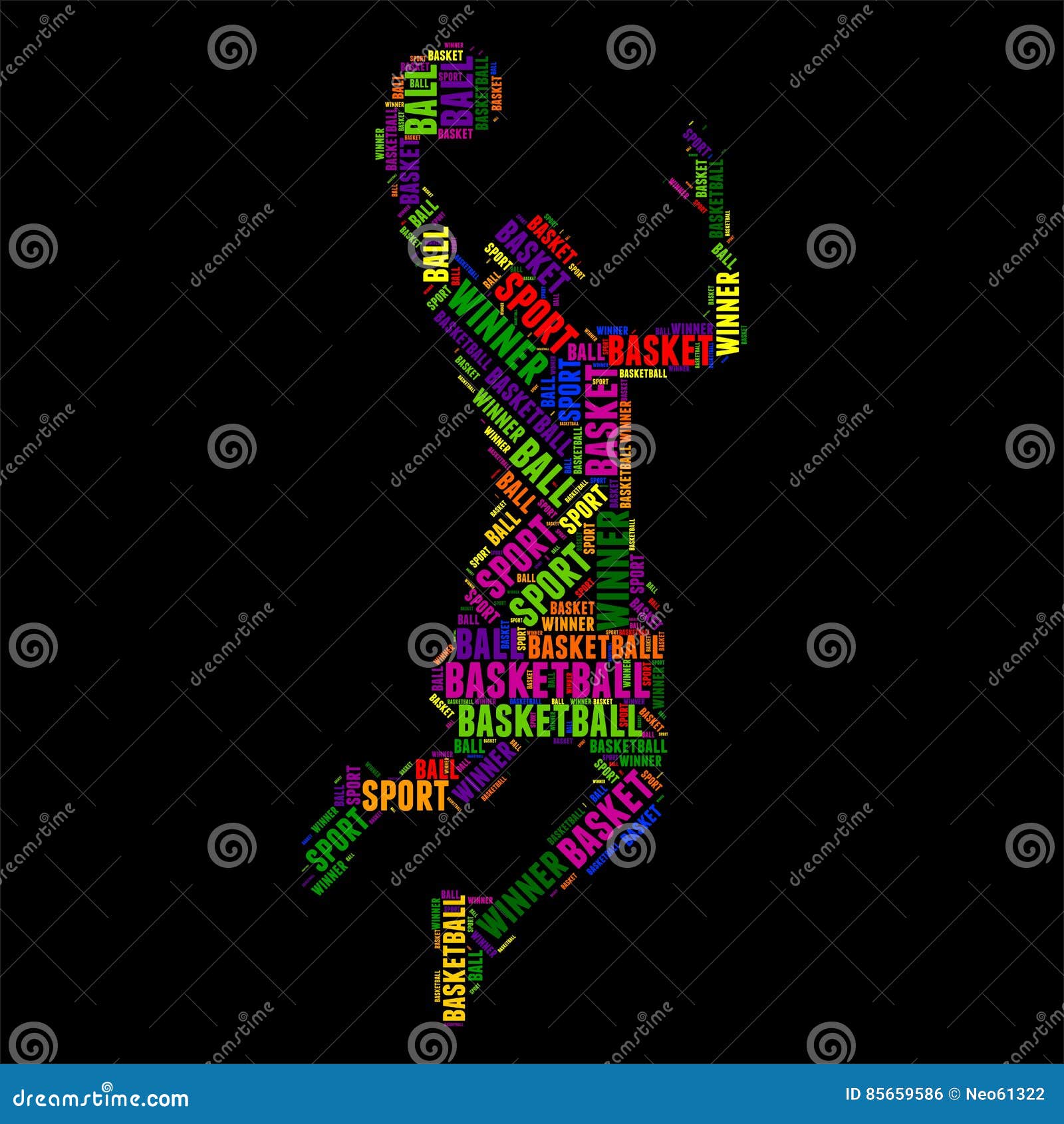 Basketball Typography Word Cloud Colorful Vector Illustration Stock ...