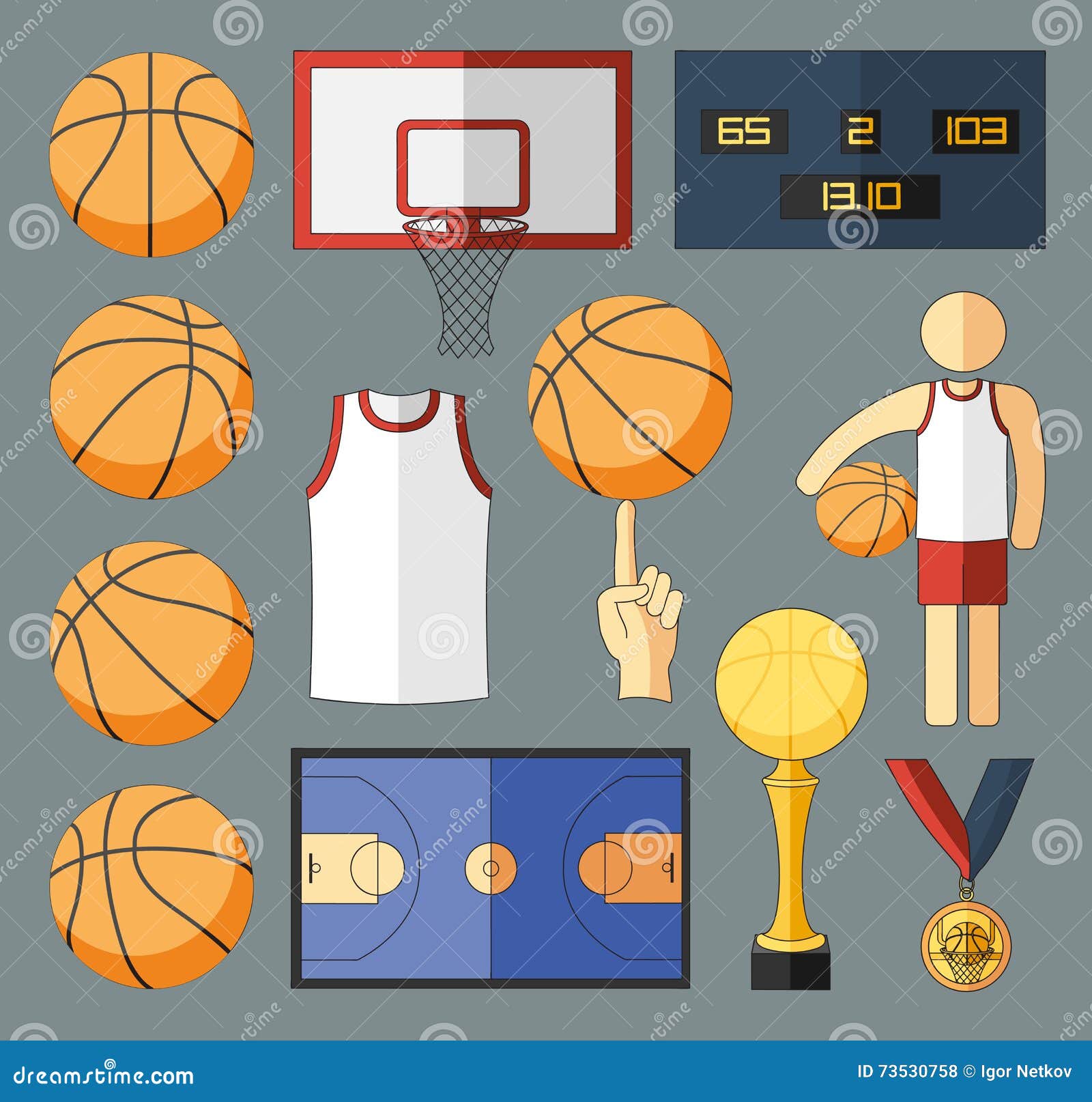 Basketball Vector Elements stock vector. Illustration of male - 73530758