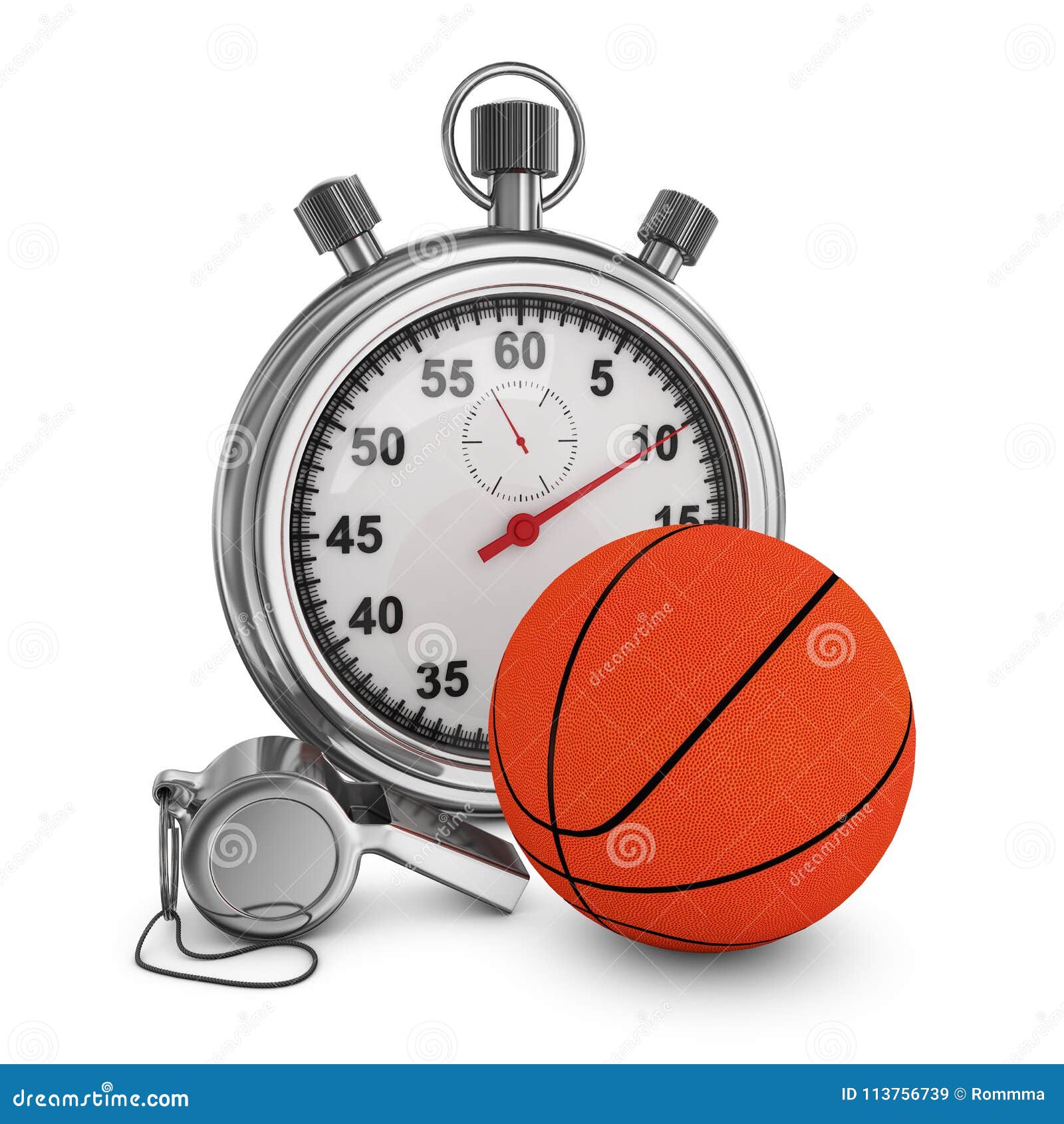 Basketball Whistle and Stopwatch Stock Illustration - Illustration of ...