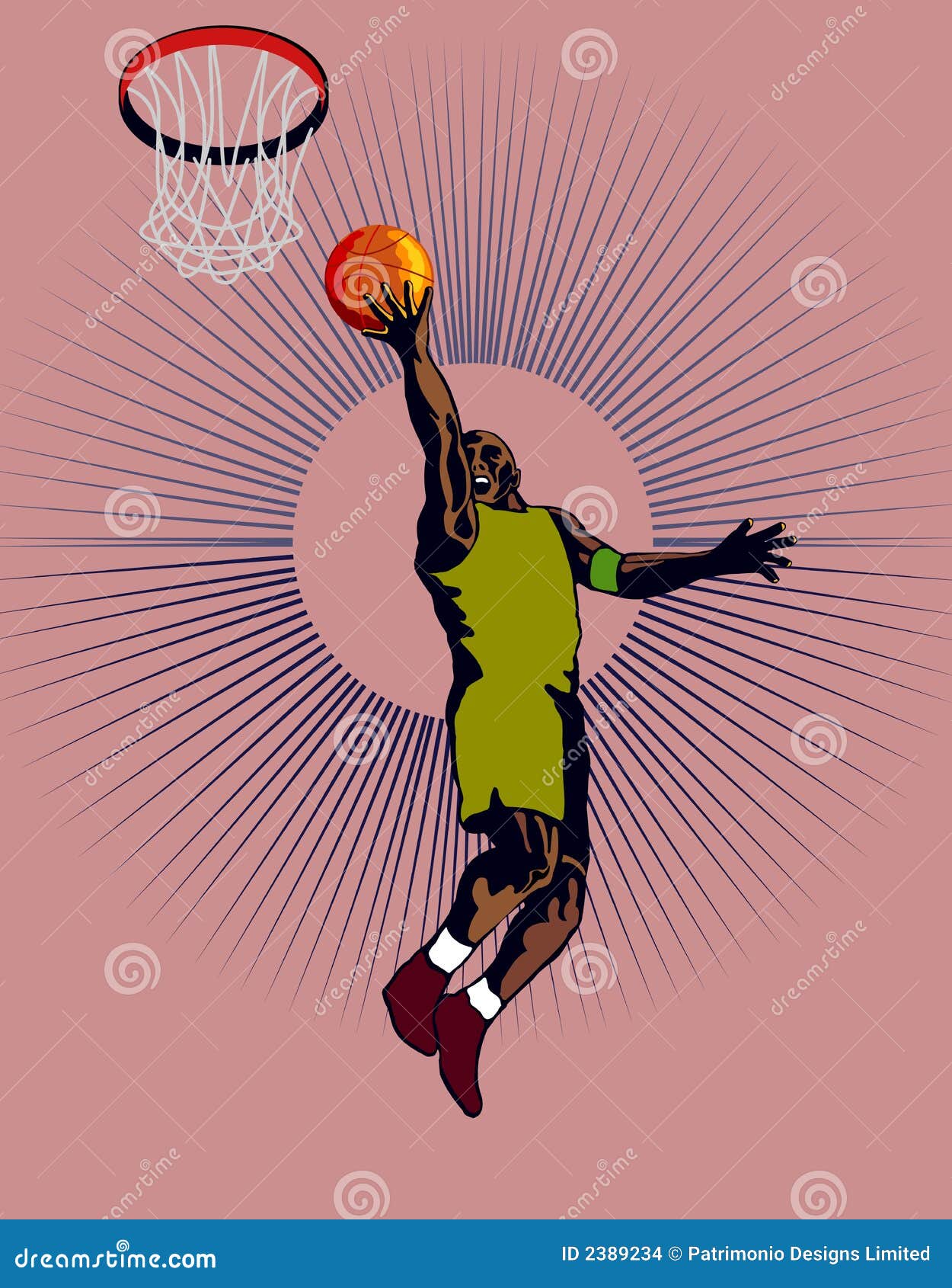 Basketballer Laying Up Hoop Stock Illustration - Illustration of ...