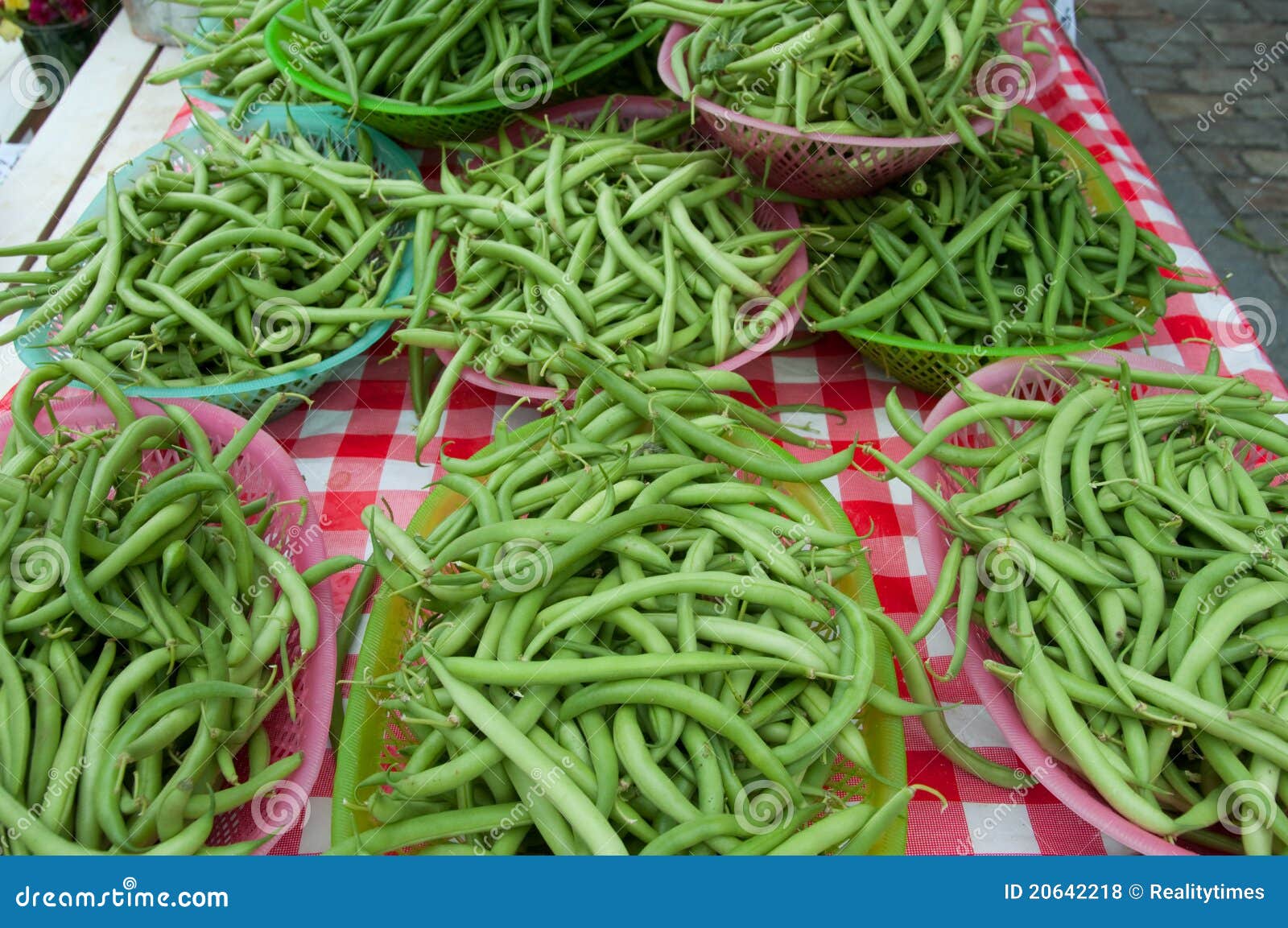 Basketfuls of Stringbeans at Farmer S Market Stock Photo - Image of ...